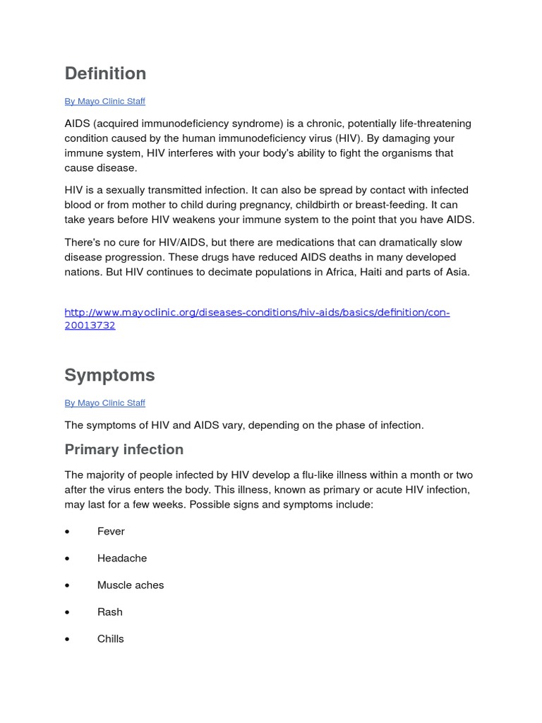 Definition | Hiv/Aids | Infection