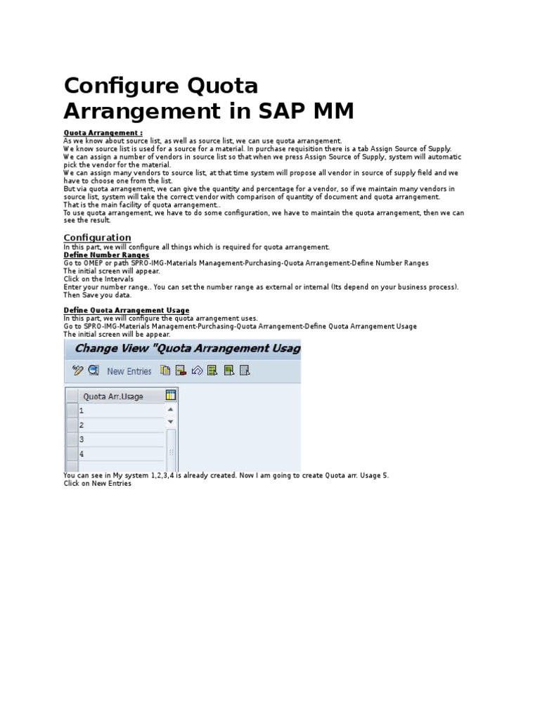Configure Quota Arrangement in SAP MM | PDF | Business Process | Computing