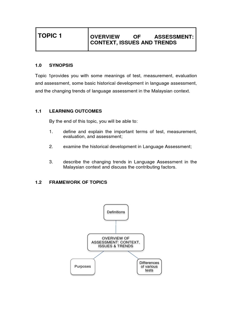 TOPIC 1 Overview of Assessment | PDF | Educational Assessment | Test ...