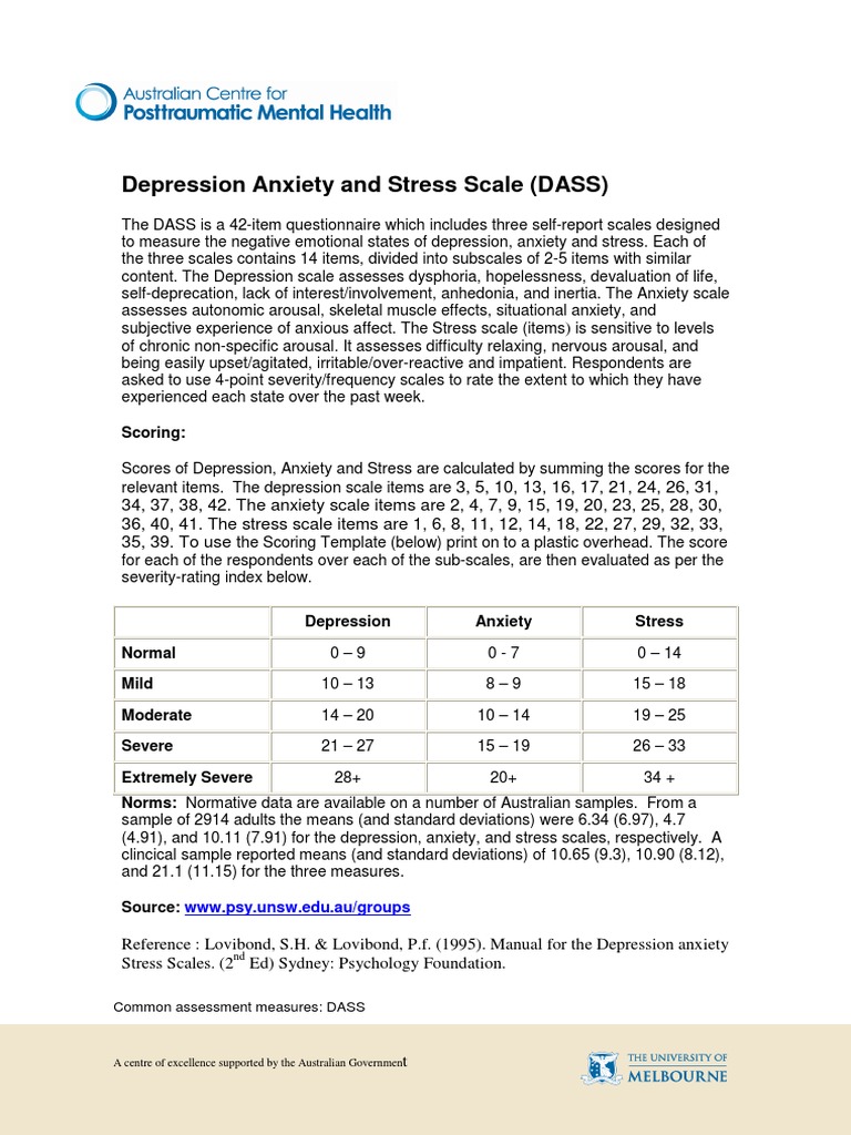 Dass (Depresion Anxiety Stress Scale) | PDF