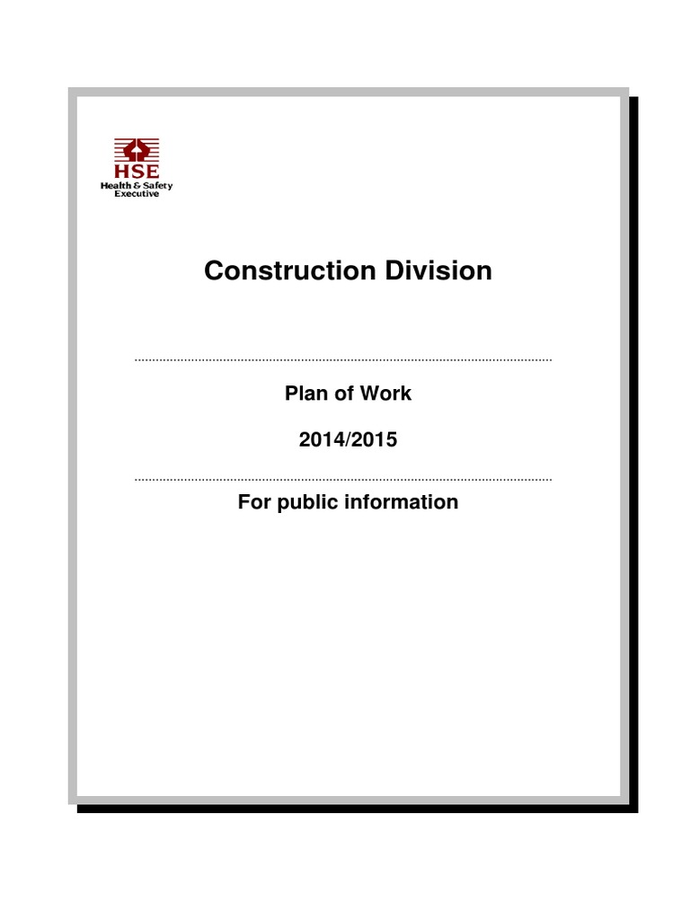 Construction Division: Plan of Work 2014/2015 | PDF | Occupational ...