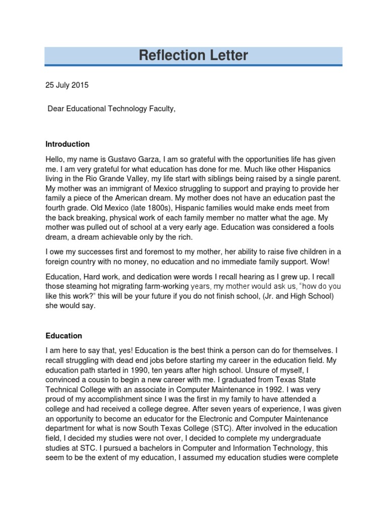 Reflection Letter | PDF | Instructional Design | Epistemology