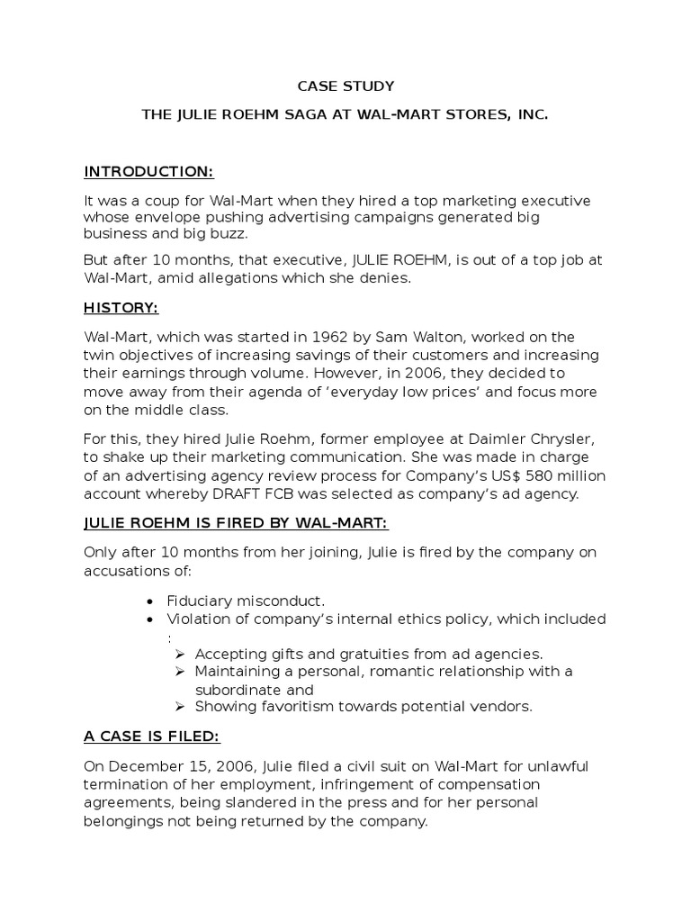 Julie Roehm Case Review | PDF | Walmart | Employment