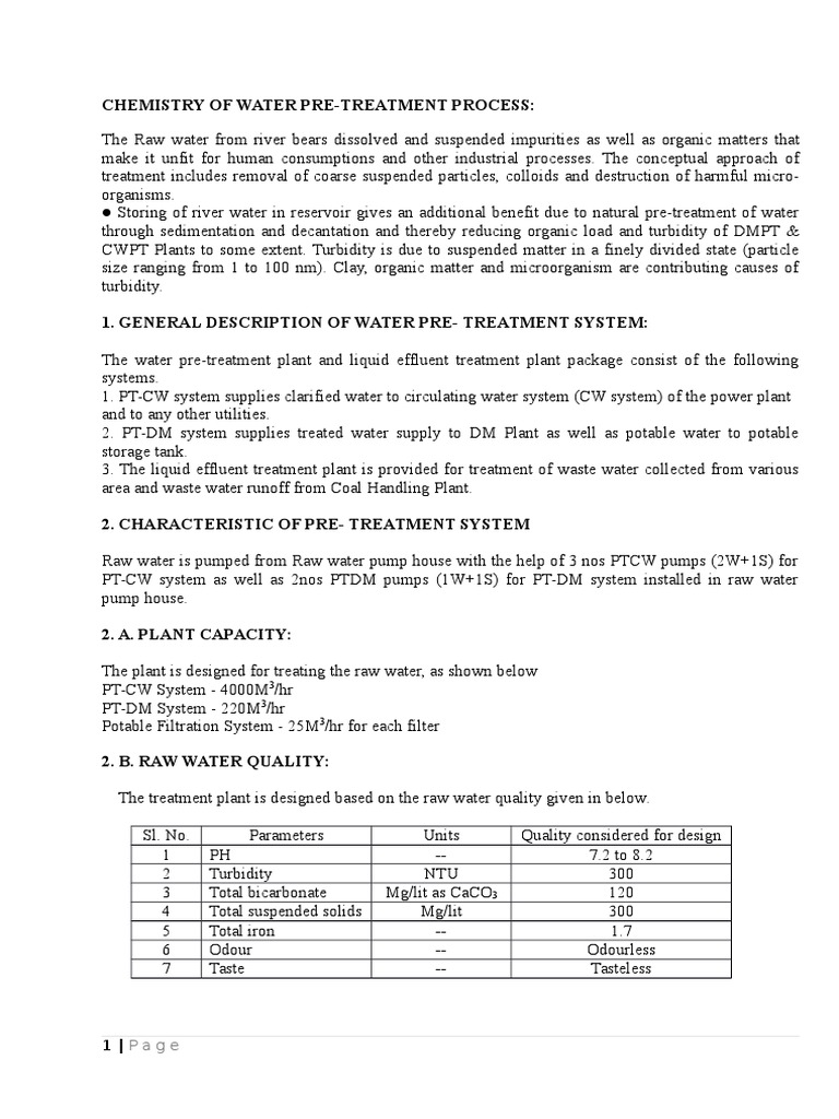 Water Pre - Treatment Process (Water Packaging) | PDF | Water ...