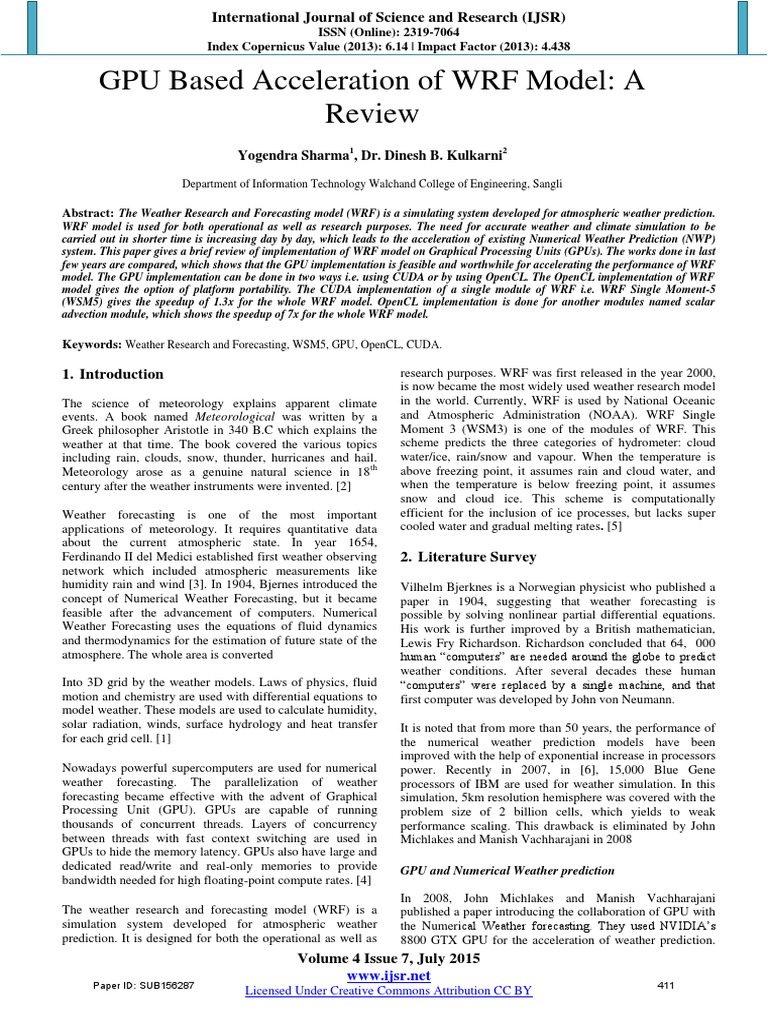 GPU Based Acceleration of WRF Model: A Review | PDF | Graphics Processing Unit | Numerical ...