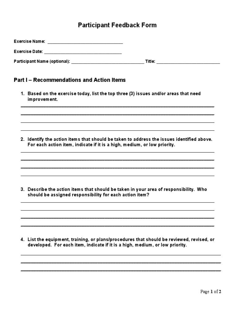Participant Feedback Form Template | PDF | Career & Growth | Finance ...