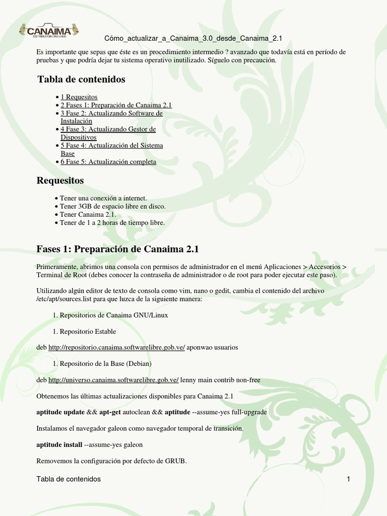Actualización de Canaima 2.1 a 3.0 | PDF | Software del sistema ...