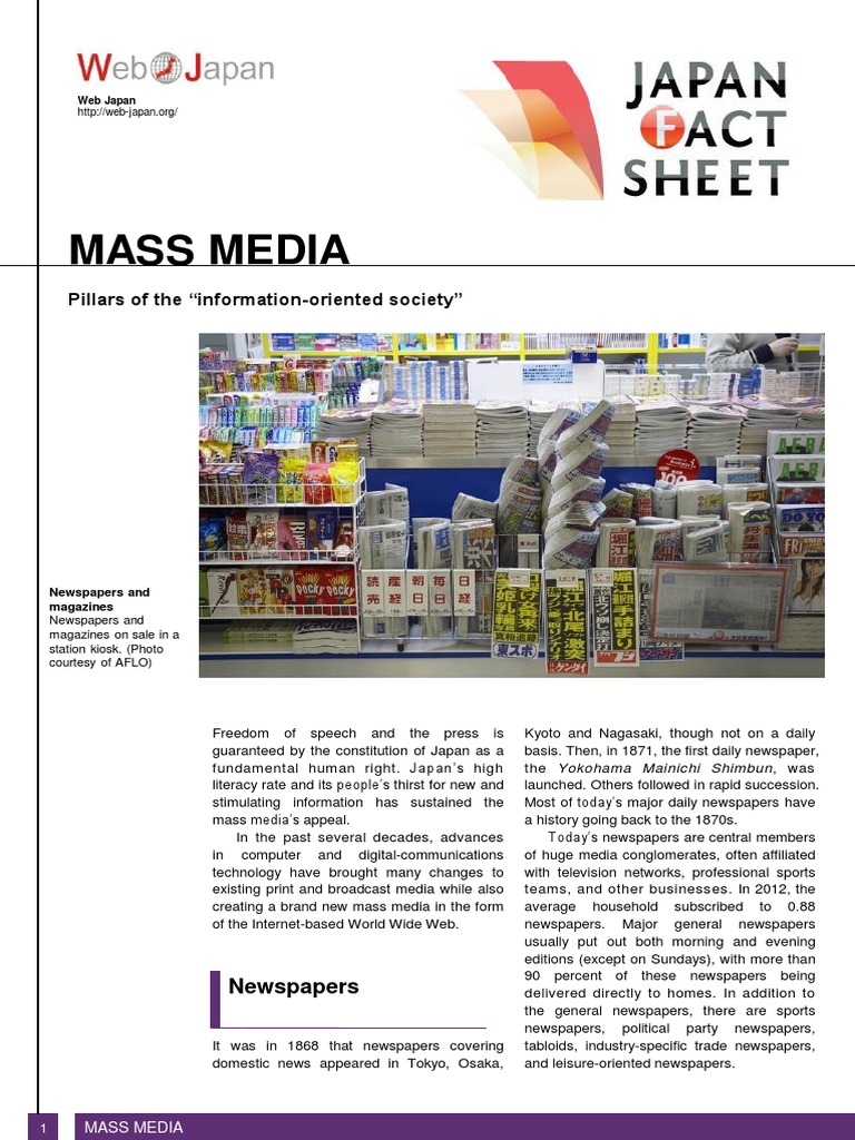 Article of Mass Media in Japan | PDF | Television | Newspapers