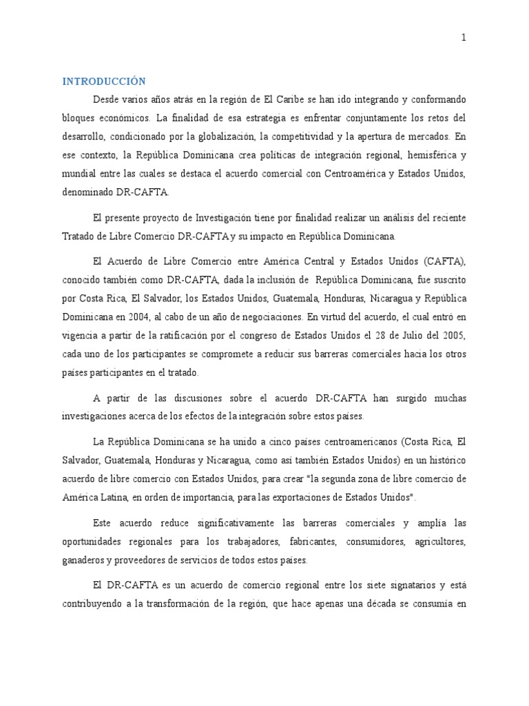 Análisis del Impacto del DR-CAFTA en RD | PDF | Comercio | Ciencias ...