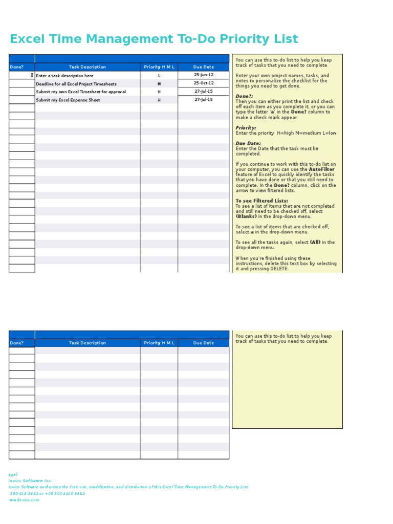 Excel Time Management Todo | Download Free PDF | Time Management ...