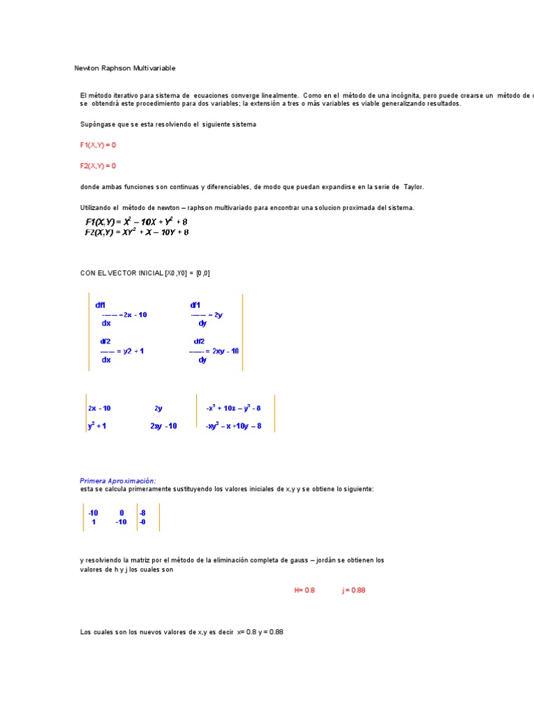 Newton Raphson Multivariable | PDF | Análisis | Álgebra