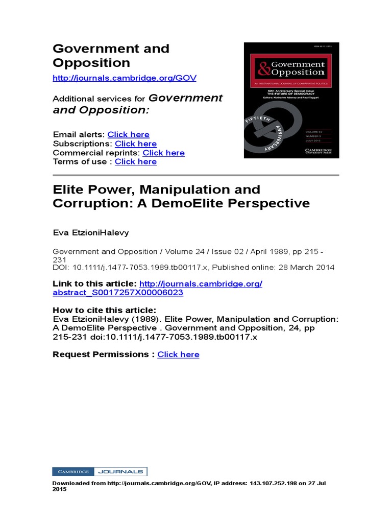 Elite Power, Manipulation and Corruption: A Demo Elite Perspective ...