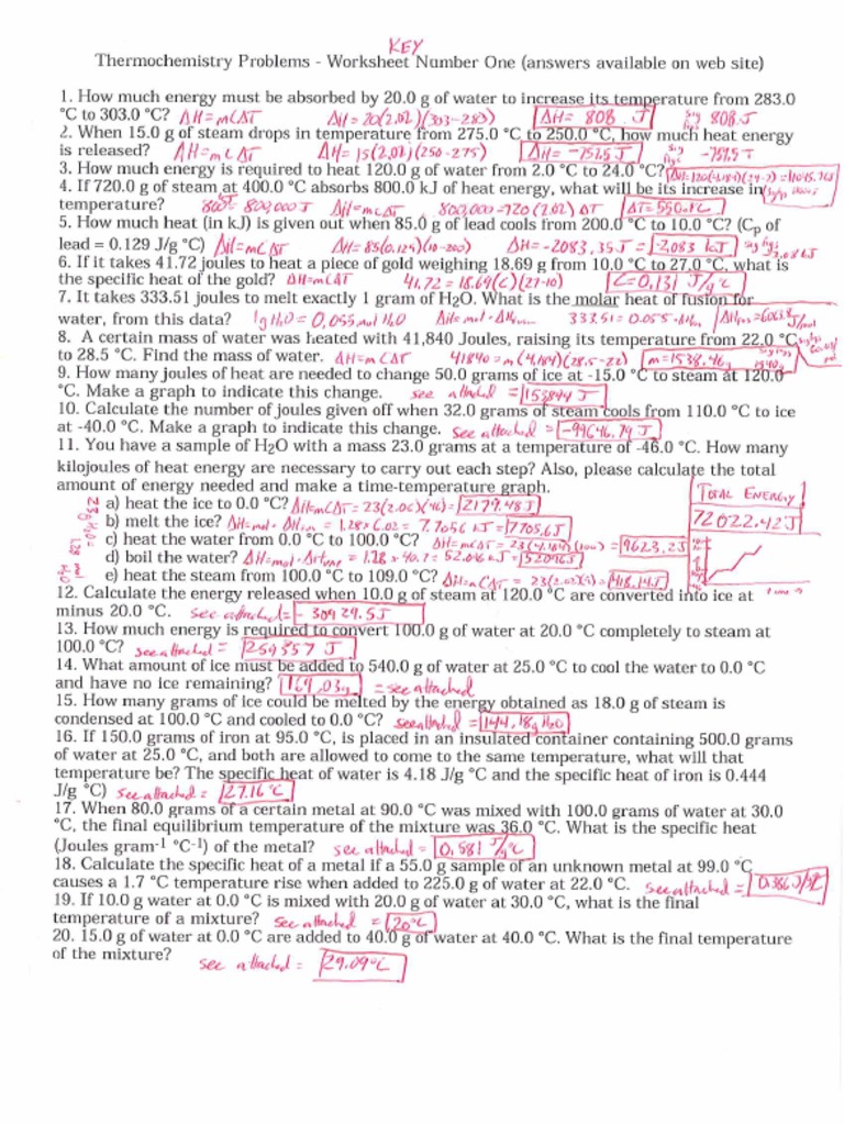 Thermochemistry Problems Worksheet One Semester | PDF | Nature