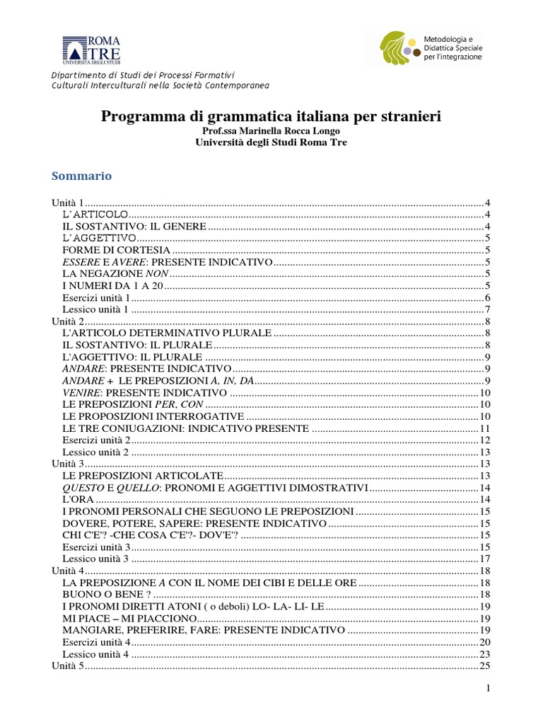 Grammatica Italiana | PDF