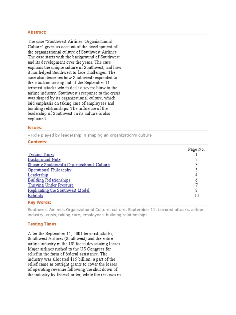 Southwest Case Study | PDF | Southwest Airlines | Airlines