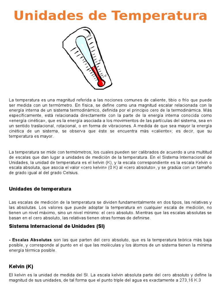 Unidades de Temperatura | PDF | Celsius | Mecánica de Medios Continuos