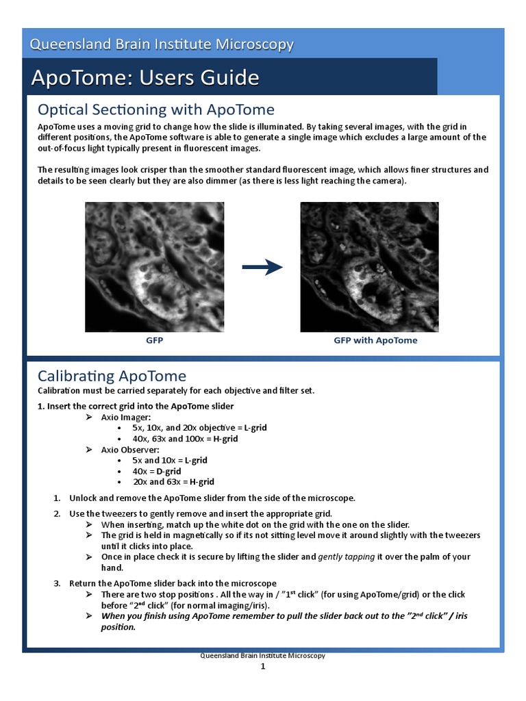Apotome Guide | PDF | Microscopy | Exposure (Photography)