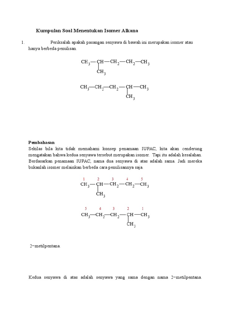 Kumpulan Soal Menentukan Isomer Alkana | PDF