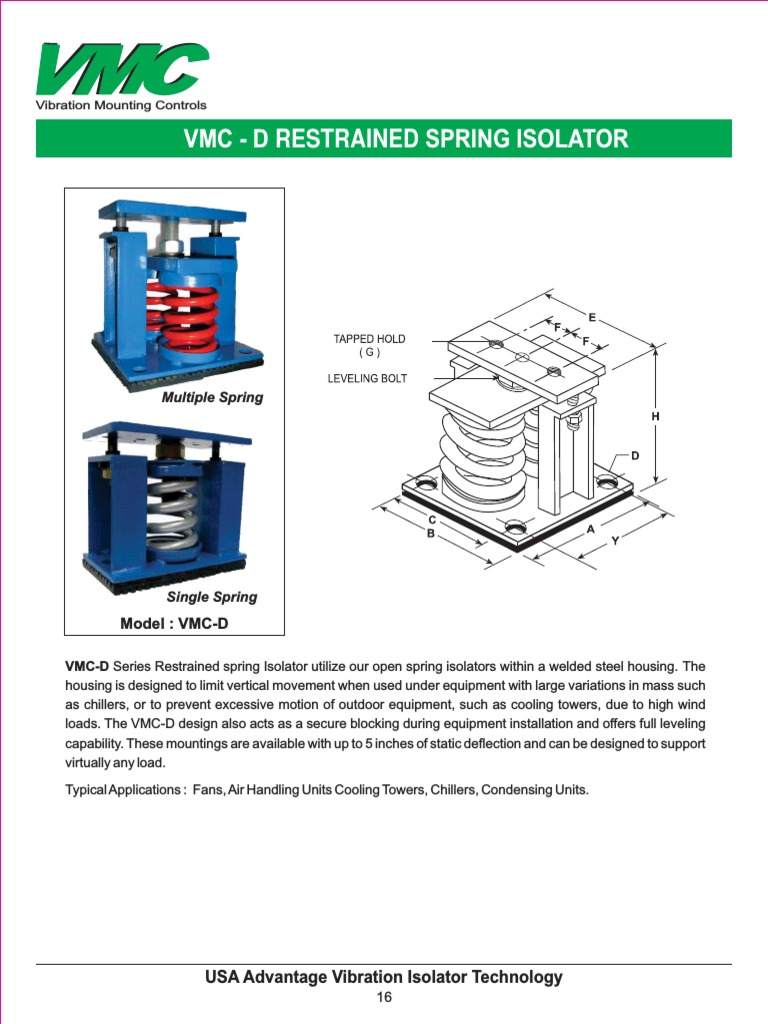 VMC - D Restrained Spring Isolator: USA Advantage Vibration Isolator ...
