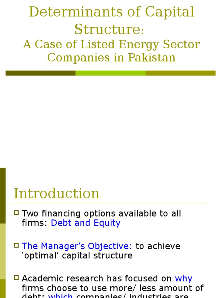 Determinants of Capital Structure - Presentation | PDF | Capital Structure | Leverage (Finance)
