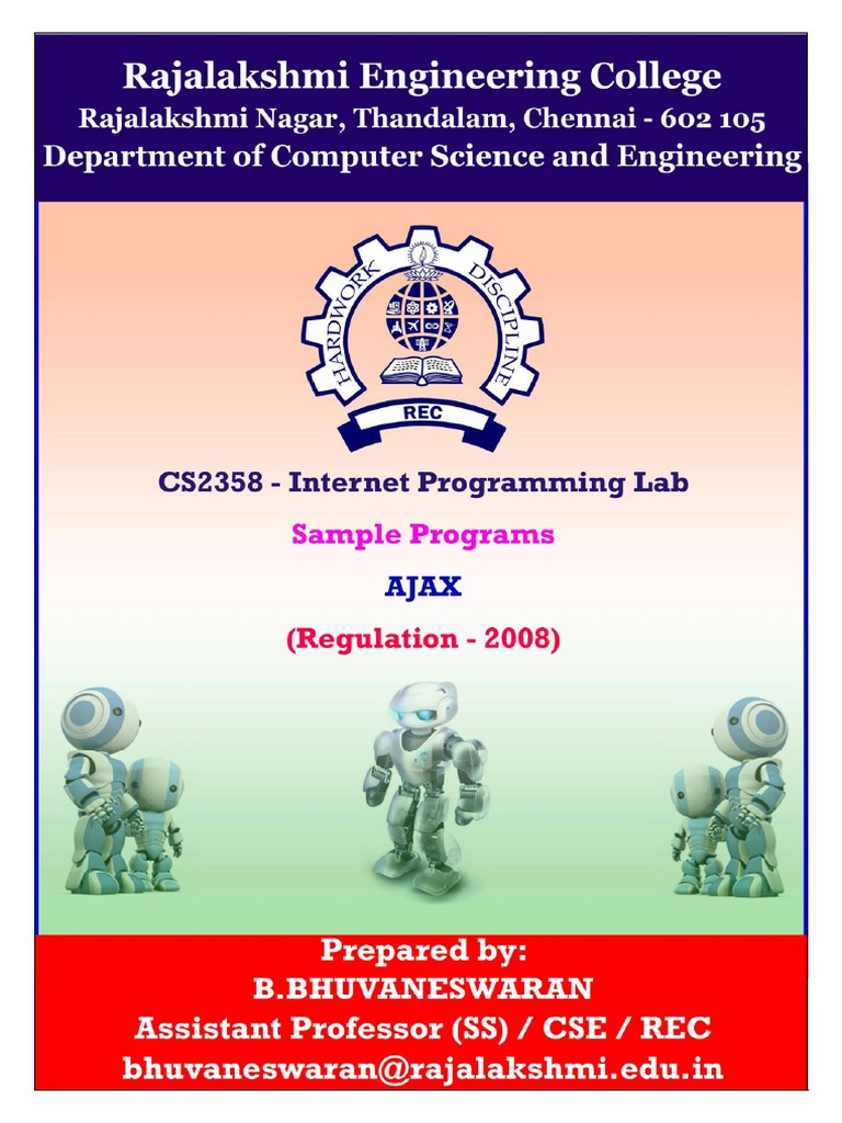 CS2358 - Internet Programming Lab - AJAX | PDF | Ajax (Programming) | Human–Computer Interaction