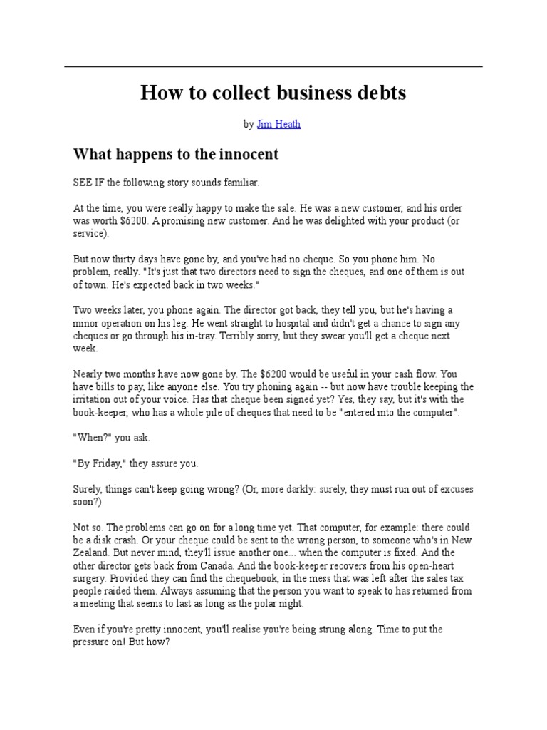 How To Collect Business Debts | PDF | Collection Agency | Lawyer