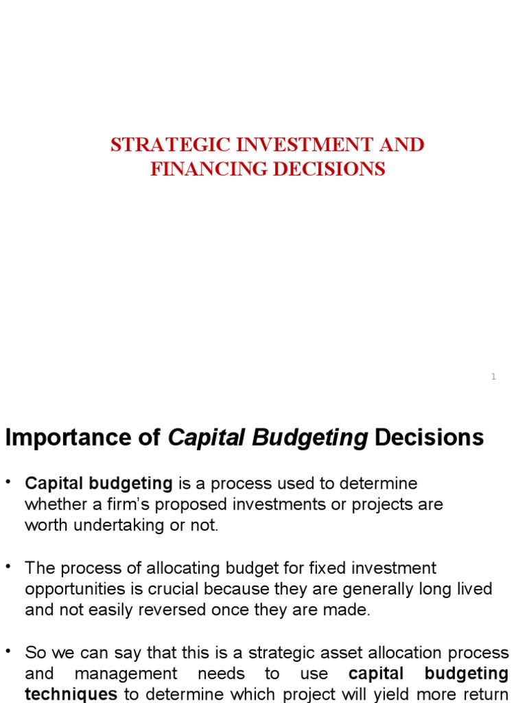 Strategic Investment and Finance Decisions | PDF | Capital Budgeting ...