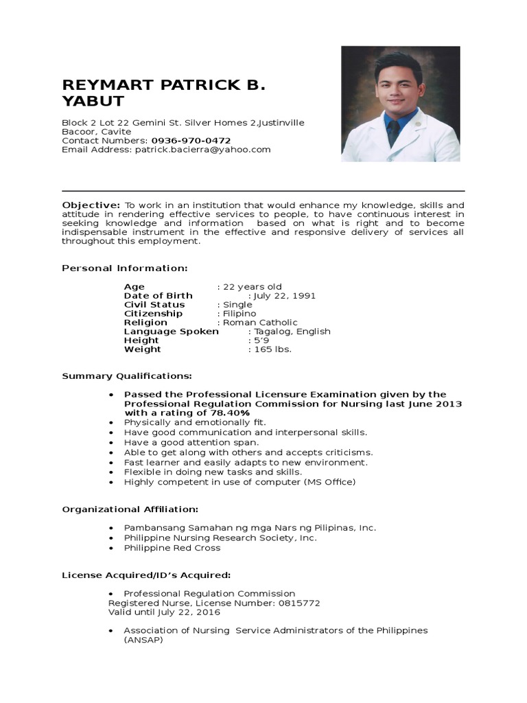 Resume - Patrick Yabut | Download Free PDF | Nursing | Philippines