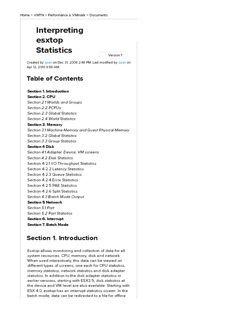 Interpreting Esxtop Statistics - VMware Communities | PDF | Virtual Machine | Areas Of Computer ...