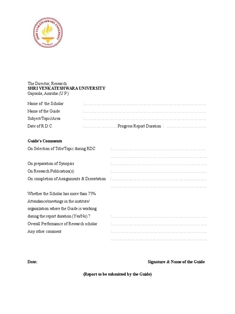 Half Yearly Progress Report of The Scholar | PDF