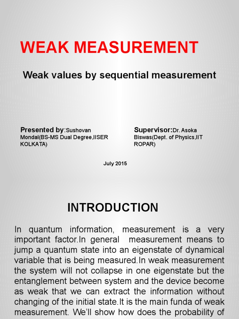 Weak Measurement | Download Free PDF | Quantum Mechanics | Quantum ...