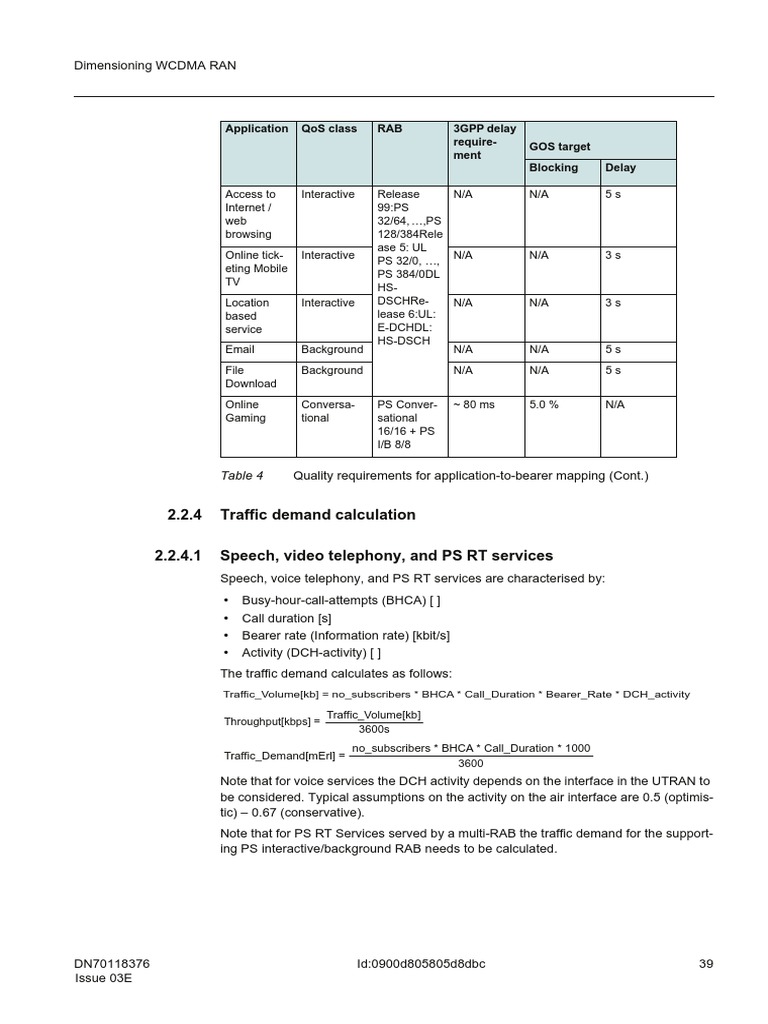 Traffic Calculation WCDMA | PDF | Data Rate Units | Bit Rate