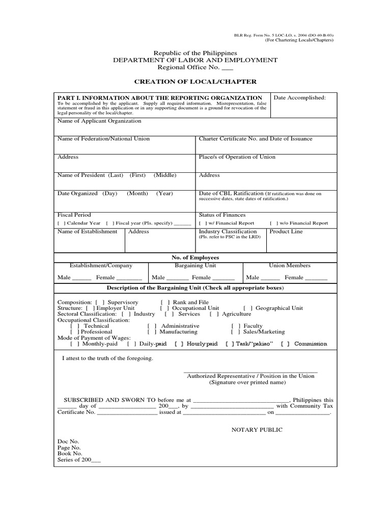 Local Chapter Creation Registration Form | PDF | Notary Public | Government