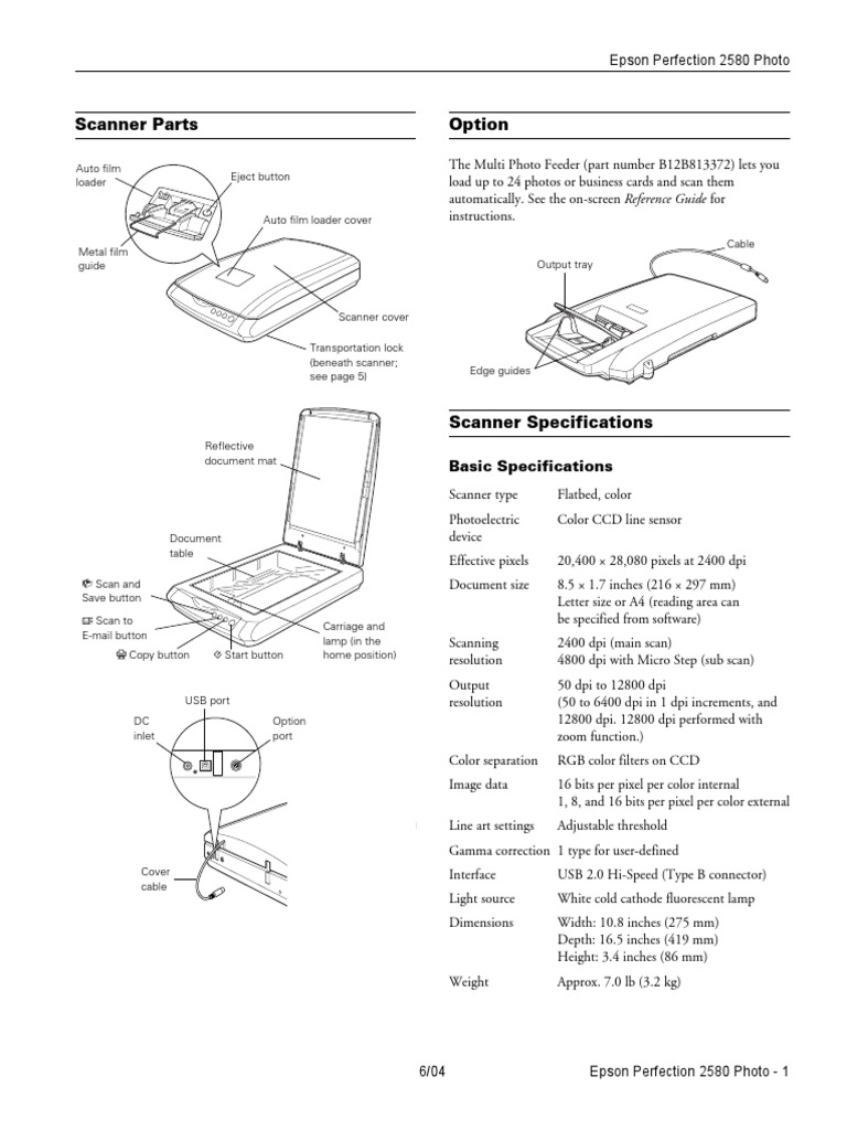 Scanner Parts Option: Basic Specifications | PDF | Image Scanner ...