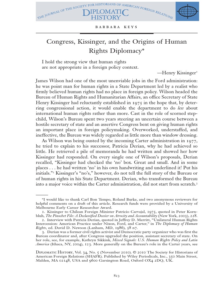 Congress Kissinger and The Origins of Human Rights Diplomacy | PDF ...