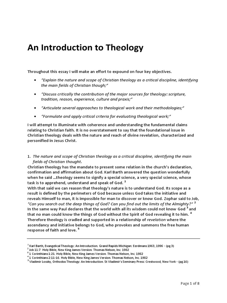 An Introduction To Theology Revelation Bible