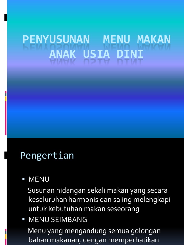 Menu Seimbang Anak Usia Dini | PDF