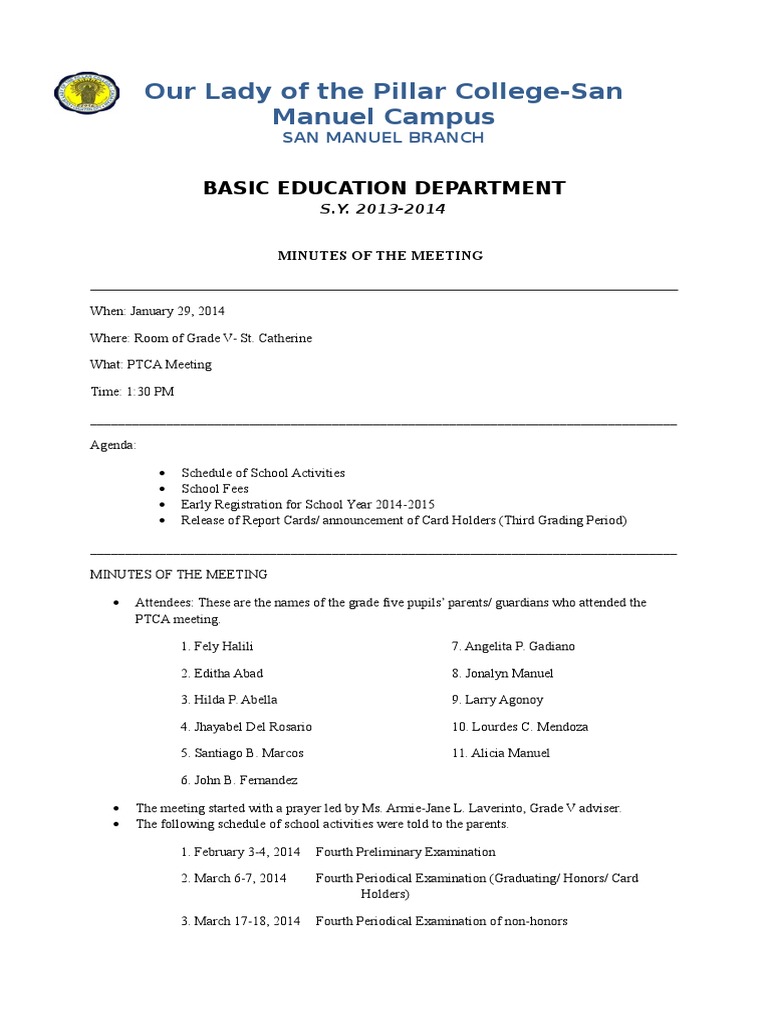 Sample Minutes of The Meeting | PDF | Public Sphere | Money