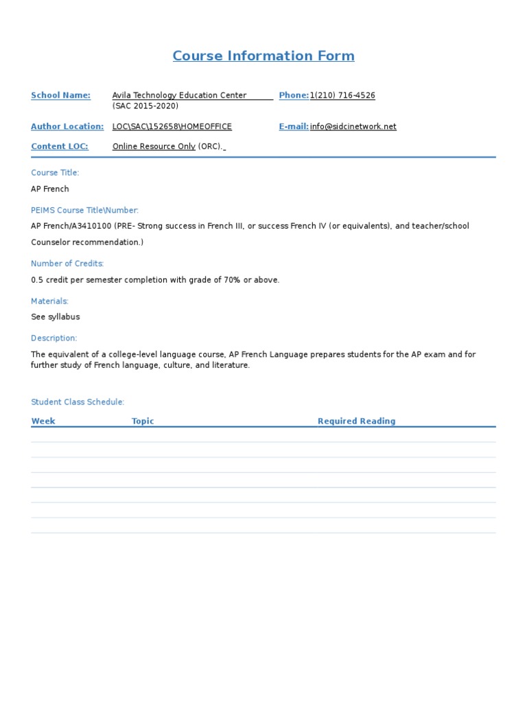 AP French Course Overview and Syllabus | PDF | Career & Growth | Business