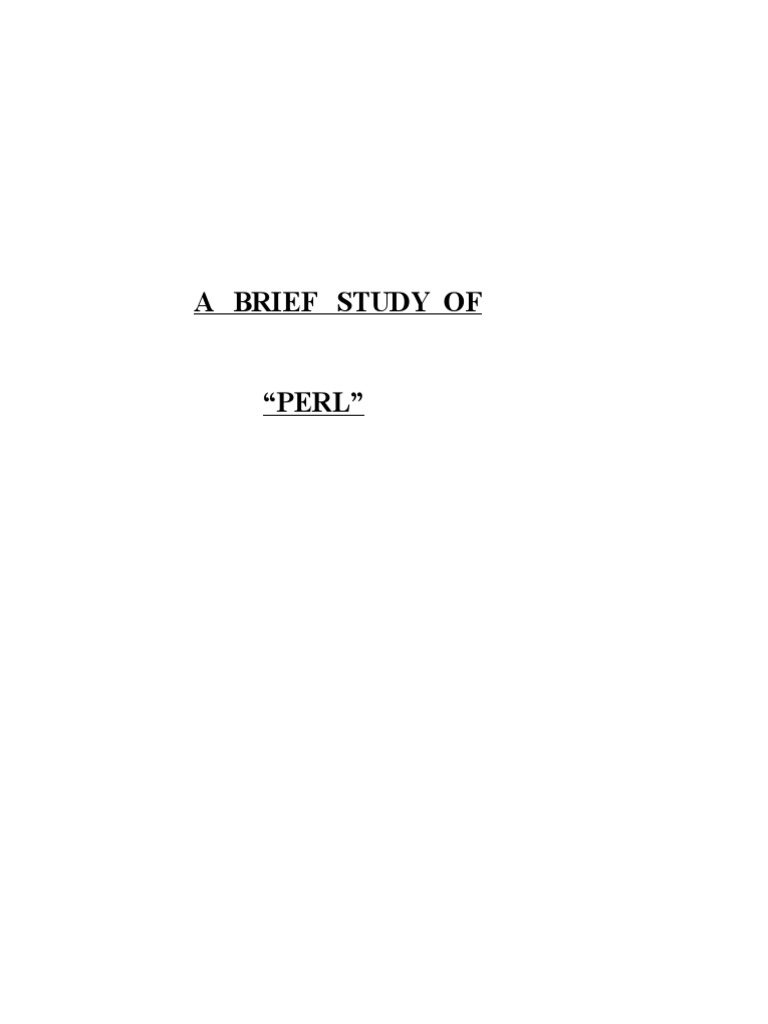 A Brief Study of Perl | PDF | Perl | Scripting Language