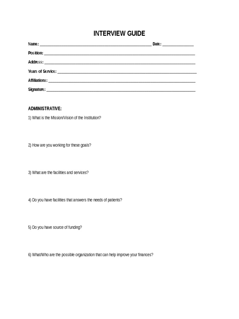 Interview Guide: Administrative | PDF