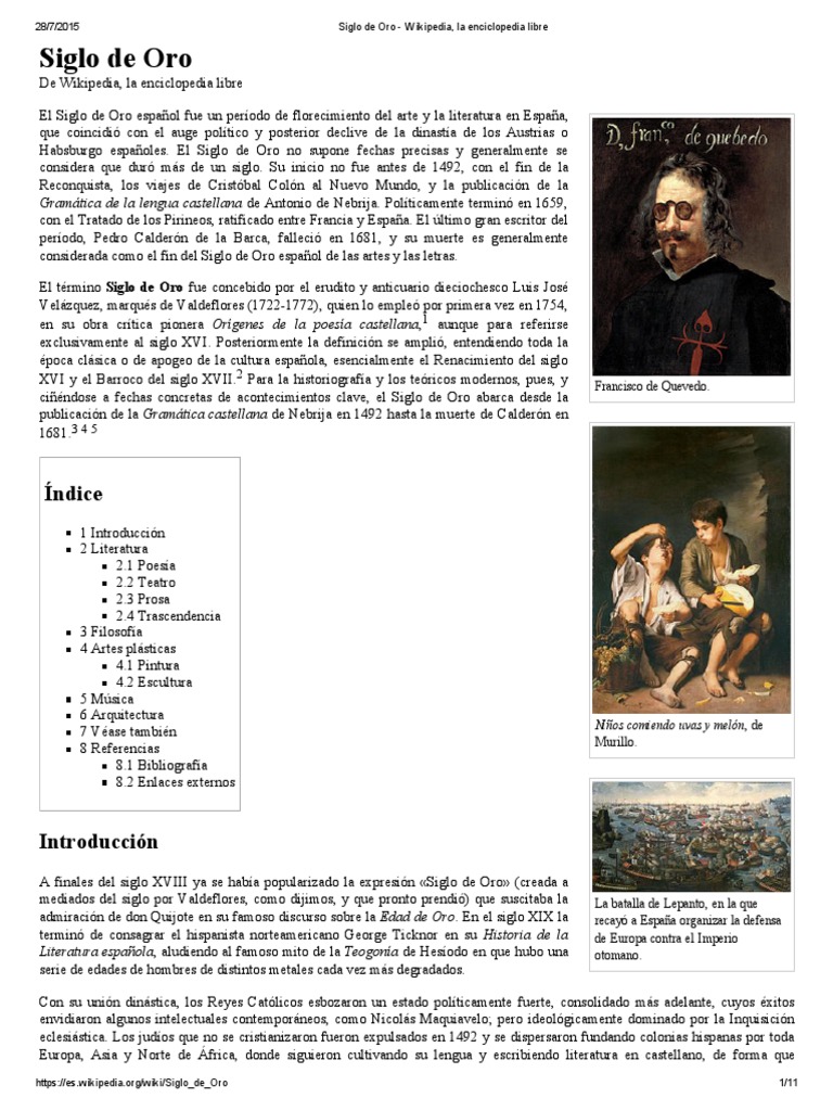 Siglo de Oro Español: Arte y Literatura | PDF | Renacimiento | Barroco