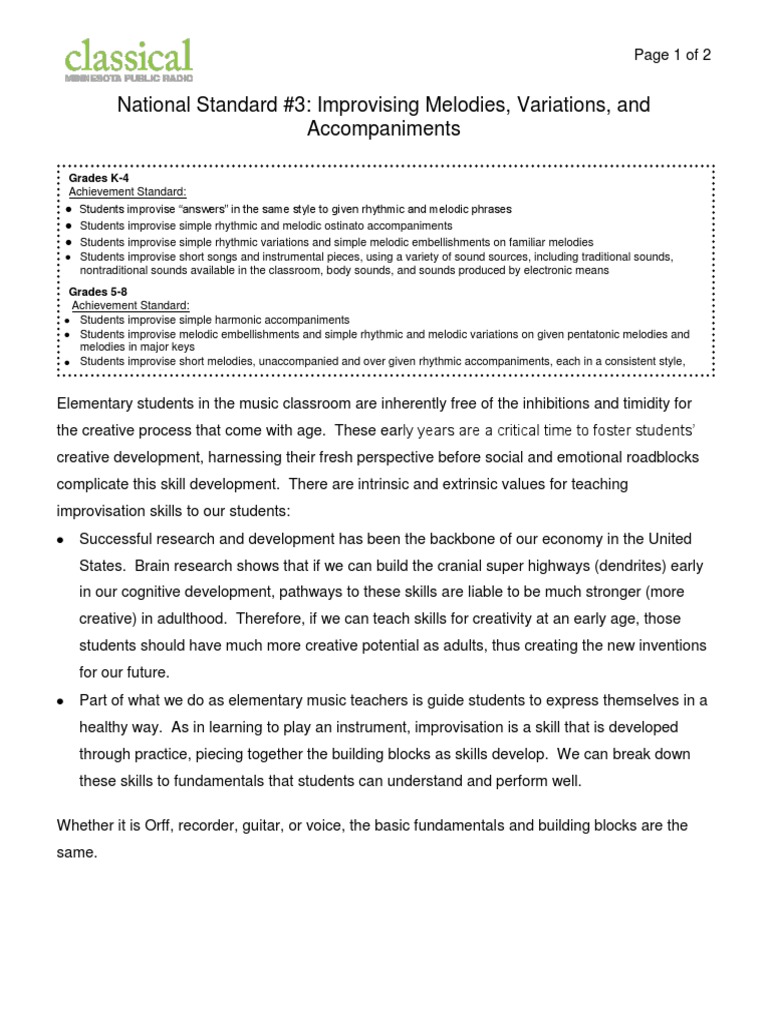 Improvisation Lesson Plan PDF | PDF | Variation (Music) | Rhythm