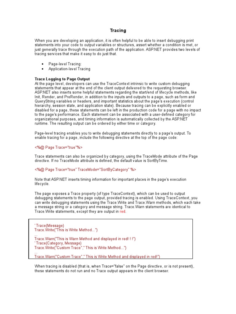 ASP.NET Tracing: Page and Application-Level Debugging | PDF | Cache (Computing) | Computer ...
