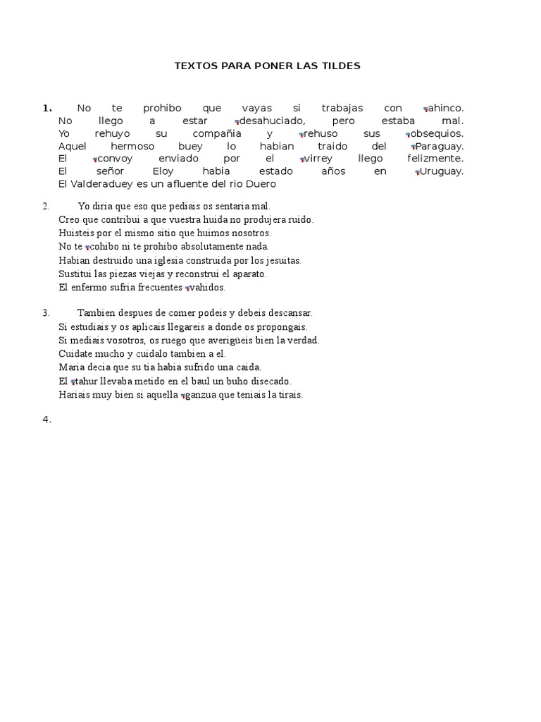 Textos para Poner Las Tildes | PDF