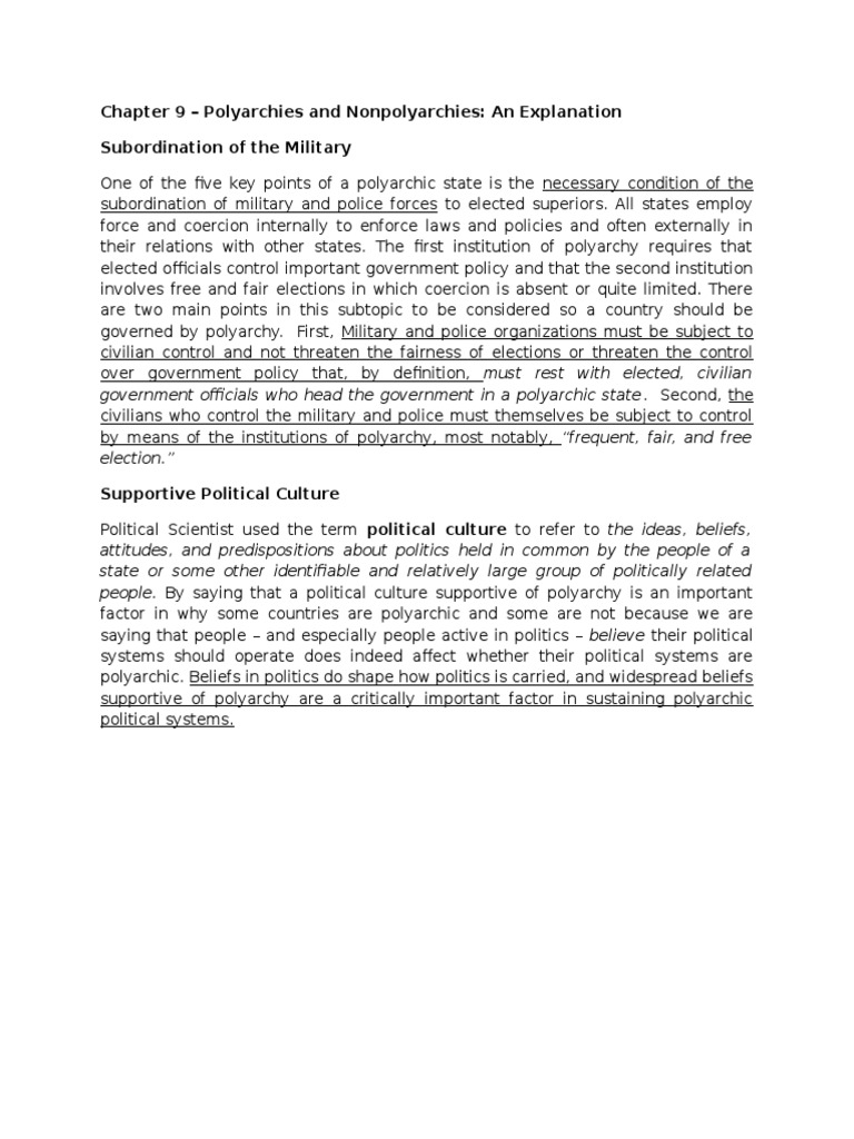 Polyarchy and Nonpolyarchy. An Explanation (First Part) | PDF