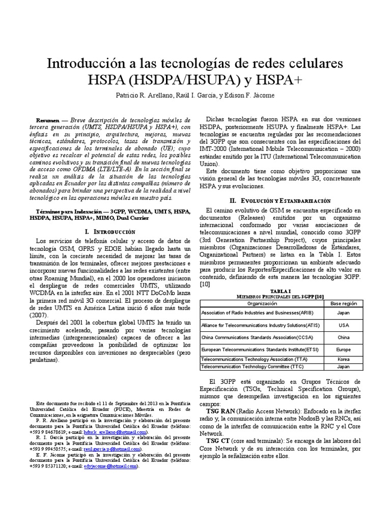 Paper Hspa | PDF | Acceso a paquetes de alta velocidad | Calidad de ...