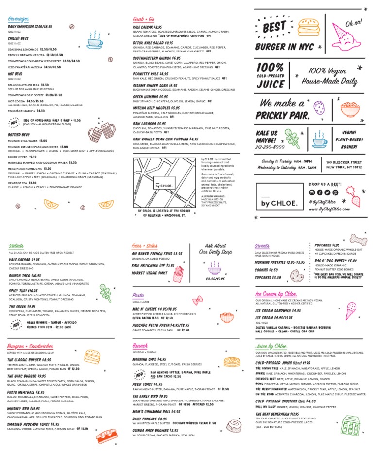 Chloe Menu | PDF | Salad | Hamburgers