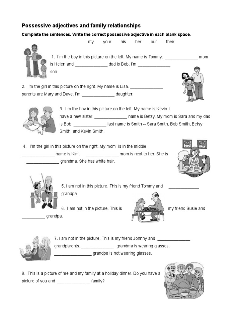Possessive Adjectives and Family Relationships | PDF | Wellness