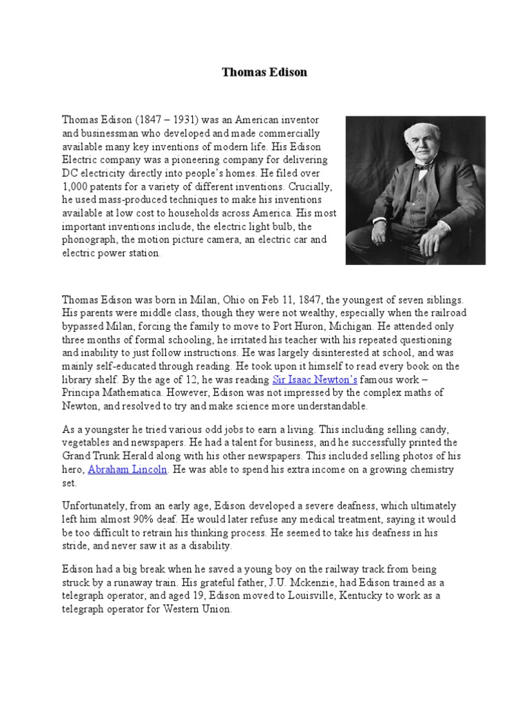 Thomas Edison: Sir Isaac Newton's | PDF | Thomas Edison | Science